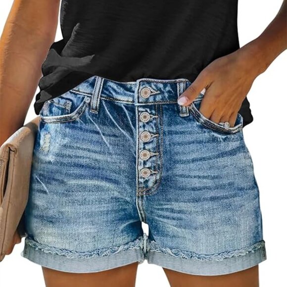Shorts | Denim Shorts Women Trendy Button Summer Cut Off Short Womens ...